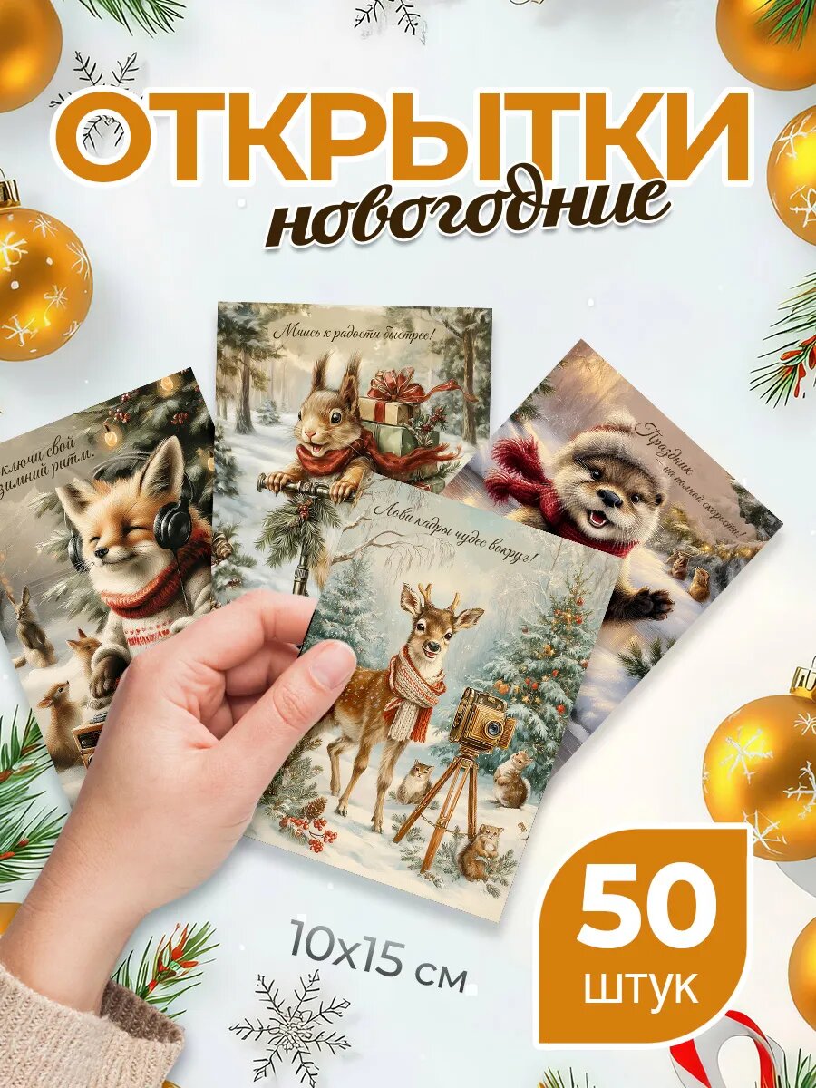 Открытки новогодние ретро, 10х15