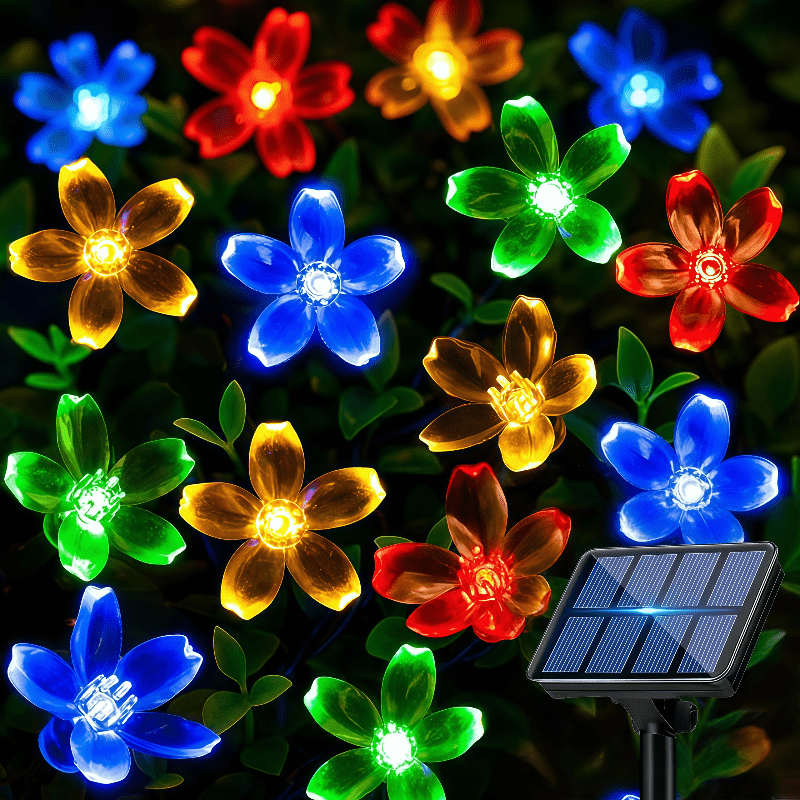 Декоративная солнечная гирлянда с цветками сакуры, 50 LED, длина 275,59 дюйма, IP54, 12 режимов, для сада и террасы