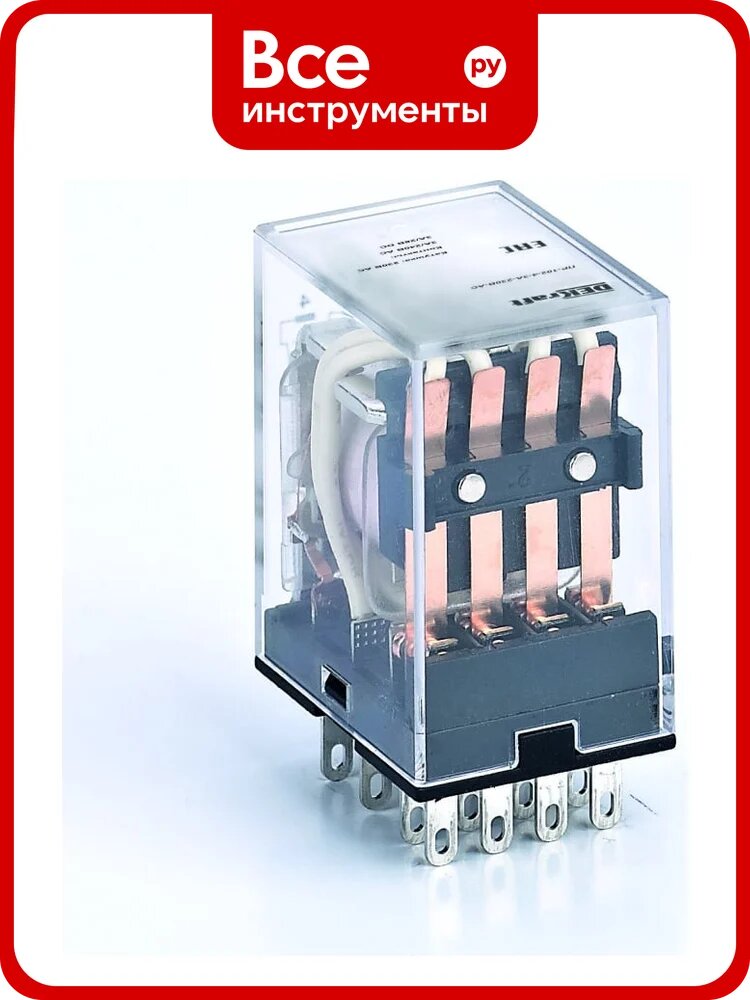 Промежуточное реле Dekraft ПР-102, 3 А, 127 В AC, 4 контакта, LED, 23828DEK