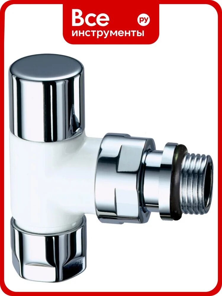 Вентиль запорный Top угловой FAR, 1/2", М24x19, EPDM, цвет серебро/белая эмаль FL 0129 12P