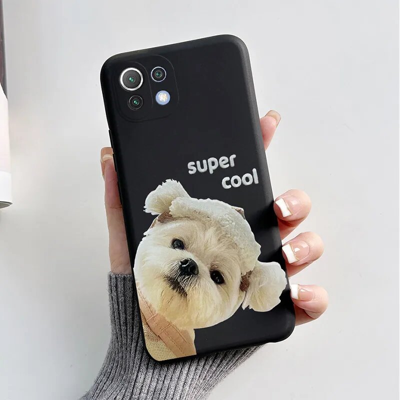 Чехол для Xiaomi Mi 11 Lite, черный, с щенком