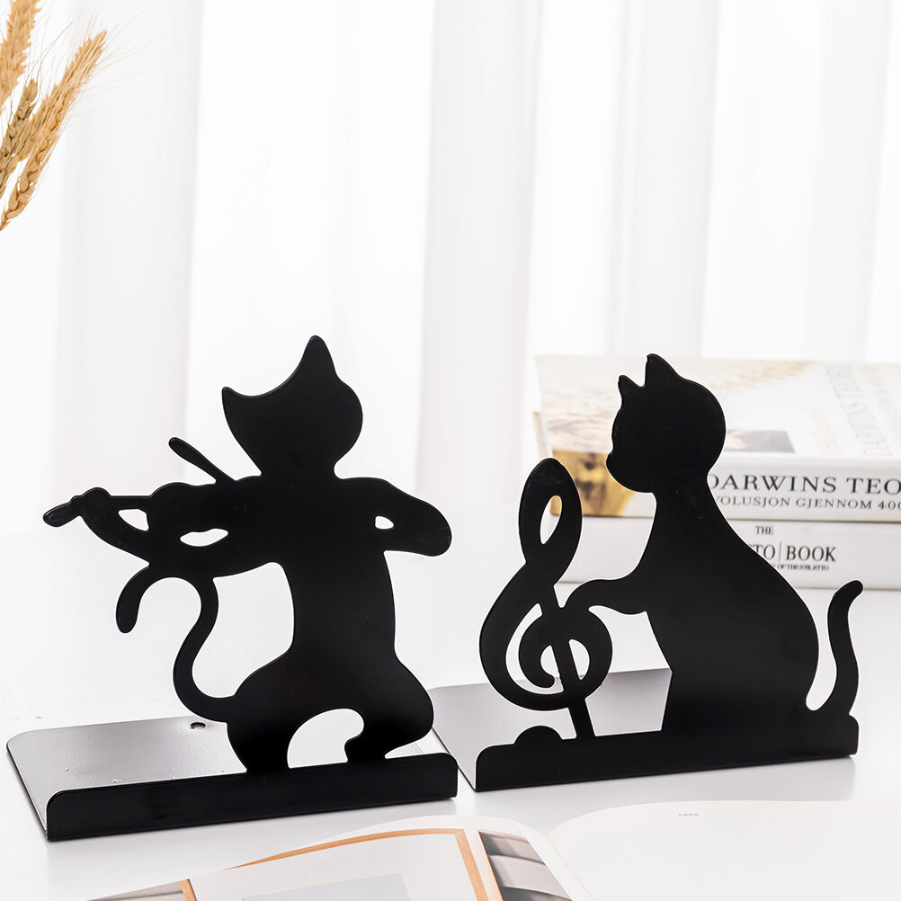 Держатели Для Книг В Форме Кошки 2 Штуки Чёрный Цвет 18 5X16 cm