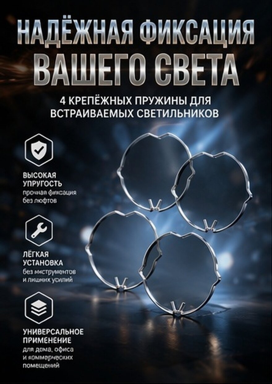 4 Шт Металлические Пружинные Зажимы Для Встроенных Светильников Надежные Крепления Под Размер 5.00X4.50X0.20Cm