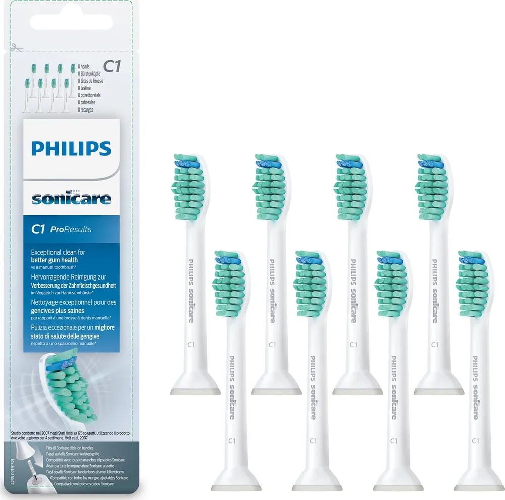 Набор насадок Sonicare ProResults HX6018/07 для звуковой щетки, белый, 8 шт.
