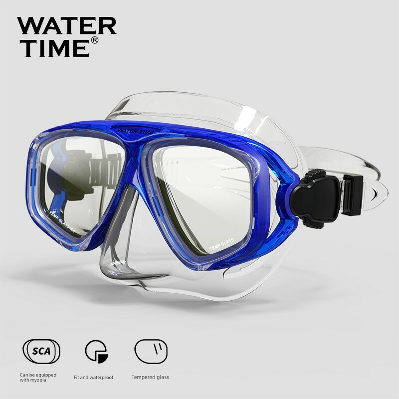 WaterTime Прозрачные синие однолинзовые плавательные очки с УФ-защитой