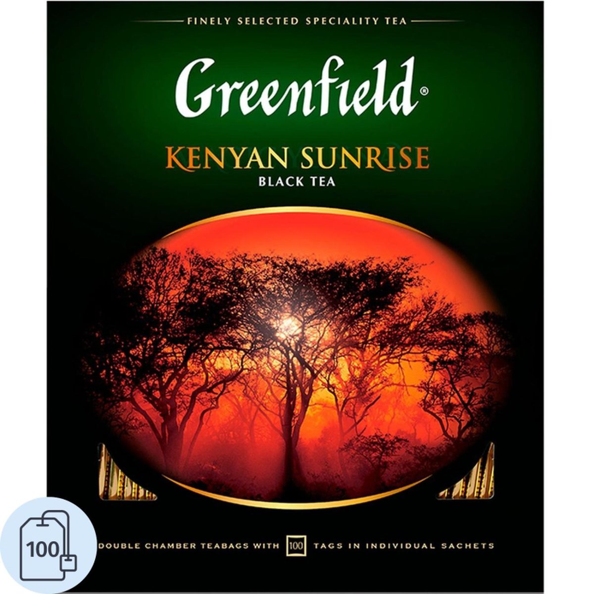 Чай Greenfield Kenyan Sunrise, черный, 100 фольг. пакетиков по 2г (0600-09), 9 уп.