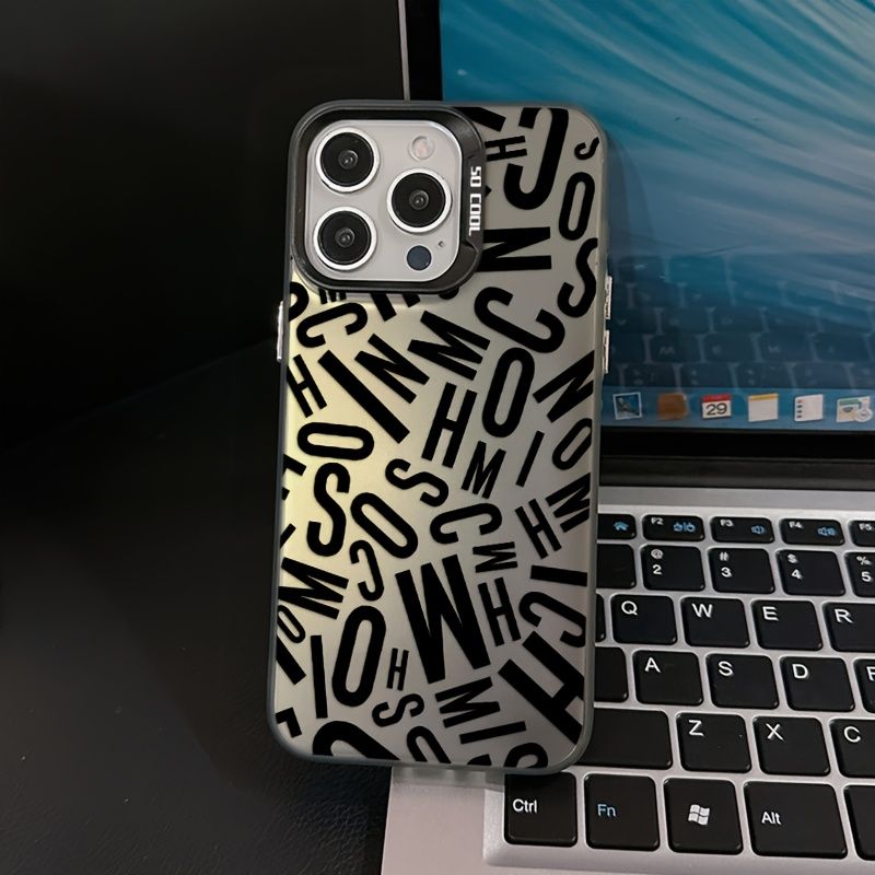 Чехол на Редми 12 / Redmi 12 чёрный с принтом Черные Буквы силиконовый ударопрочный