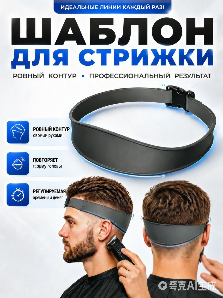 Шаблон для стрижки волос силиконовый, трафарет для бритья шеи и затылка. Лента для фейда (Fade), направляющая под машинкуизогнутая силиконовая направляющая для стрижки волос оголовье