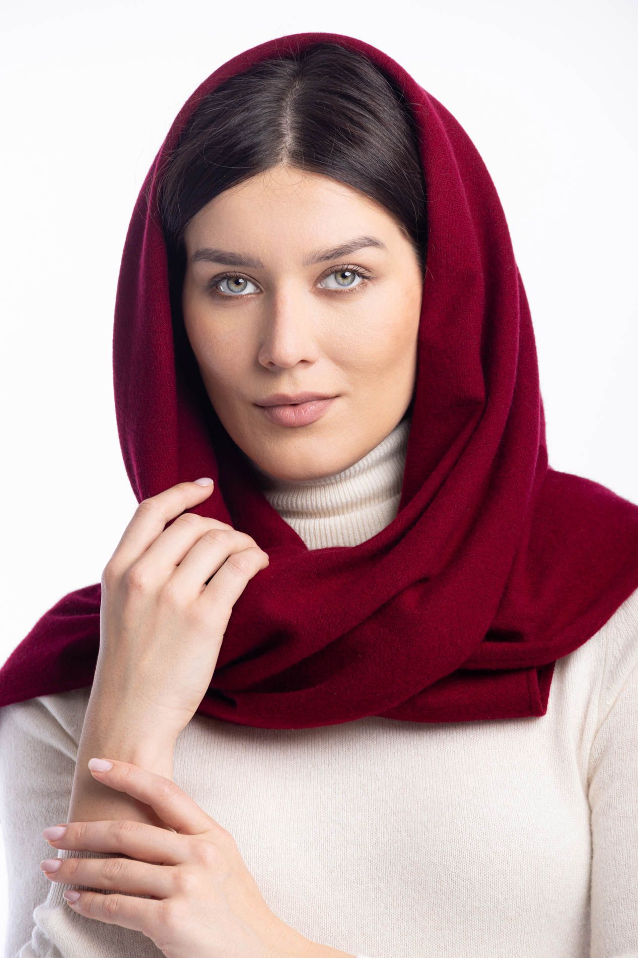 Платок KHAN Cashmere для женщин,113х113 см, бордовый — фото 1