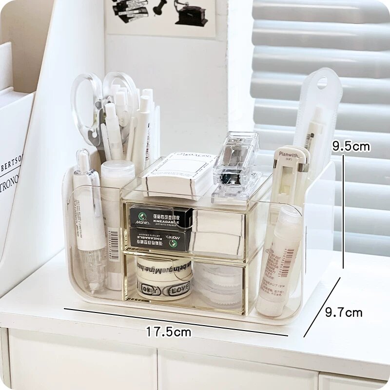 Белая 2-ярусная настольная организация с 3 отделениями для заколок и помады, детская косметическая коробка