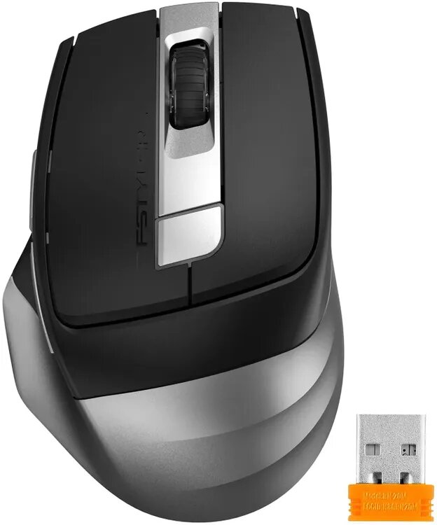 Мышь беспроводная A4TECH Fstyler FB35CS, Bluetooth/Радио, оптическая, USB, 2000dpi, серый и черный