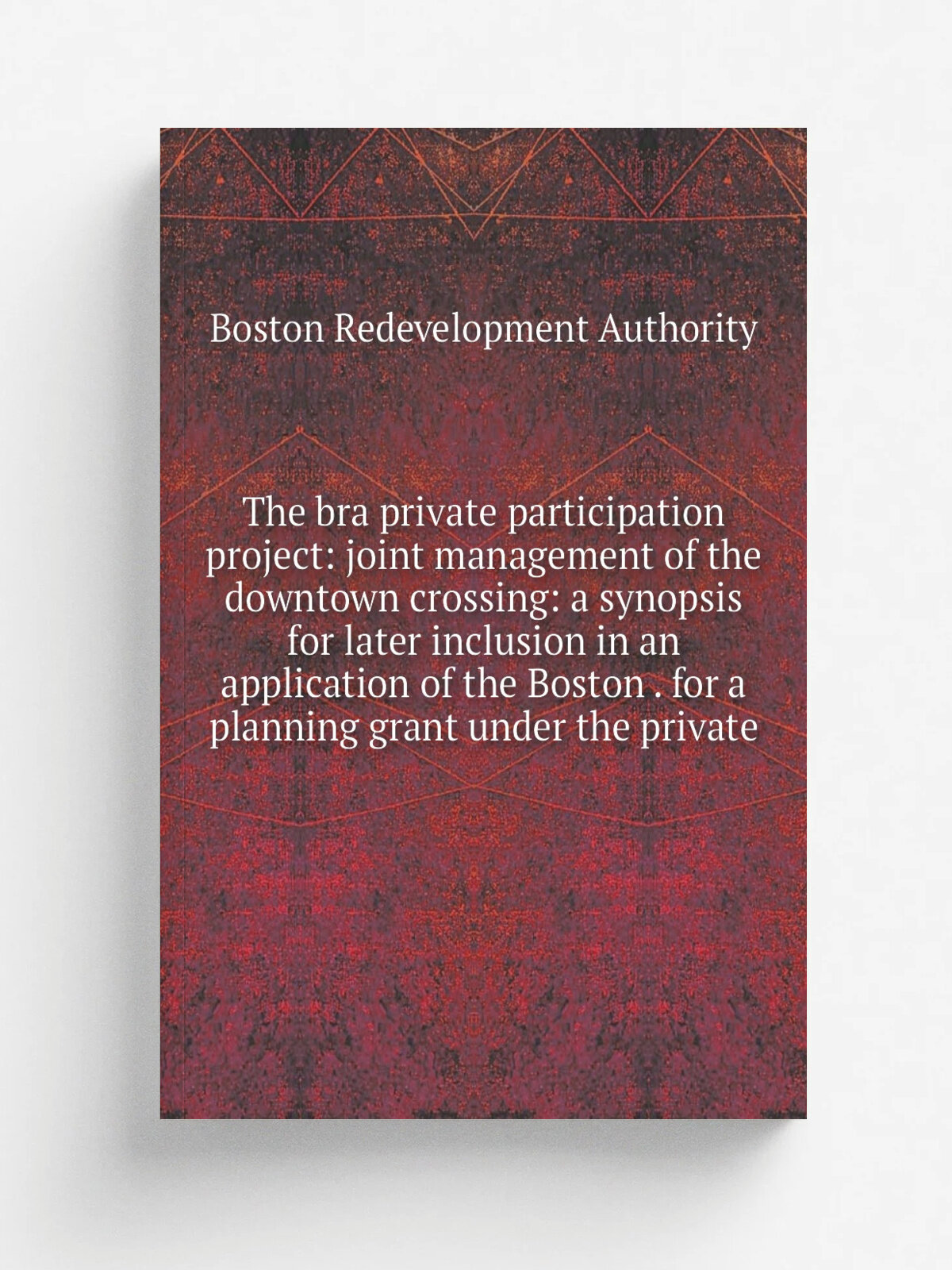 The bra private participation project: joint management of the downtown crossing: a synopsis for later inclusion in an application of the Boston . fo…