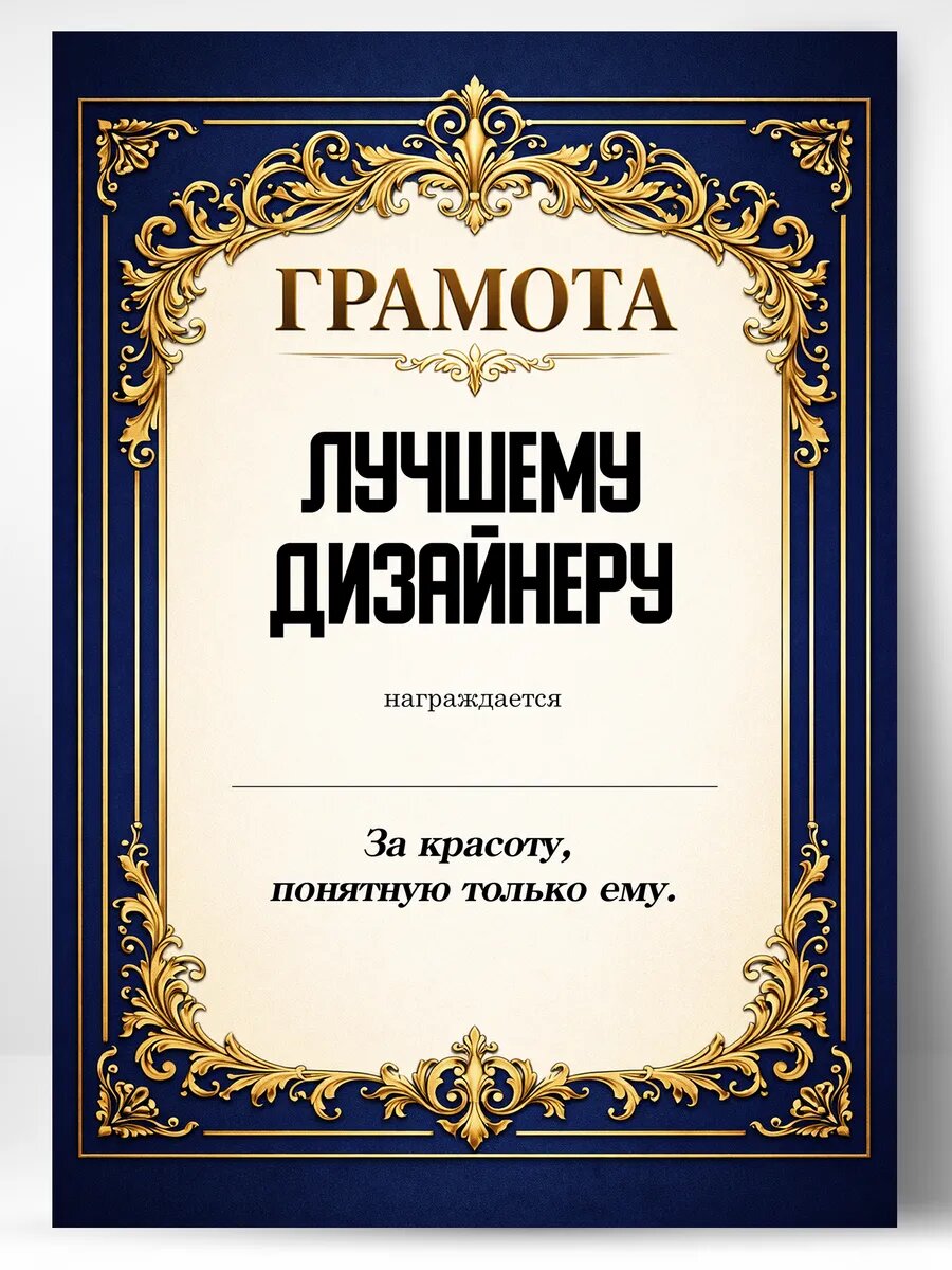 Грамота диплом в подарок - Лучшему дизайнеру