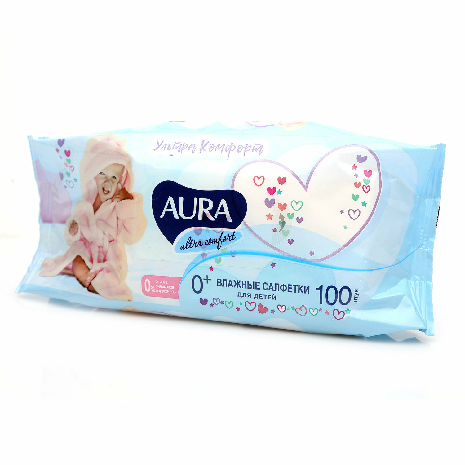 Влажные салфетки для детей AURA Ultra Comfort с алоэ и витамином Е, 100 шт (3 упаковки)