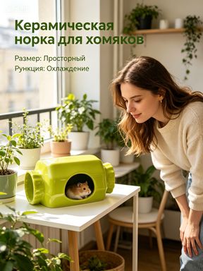 Керамическая норка для хомячка в милой форме - естественное охлаждение, идеальное укрытие жаркого лета, безопасное и модное