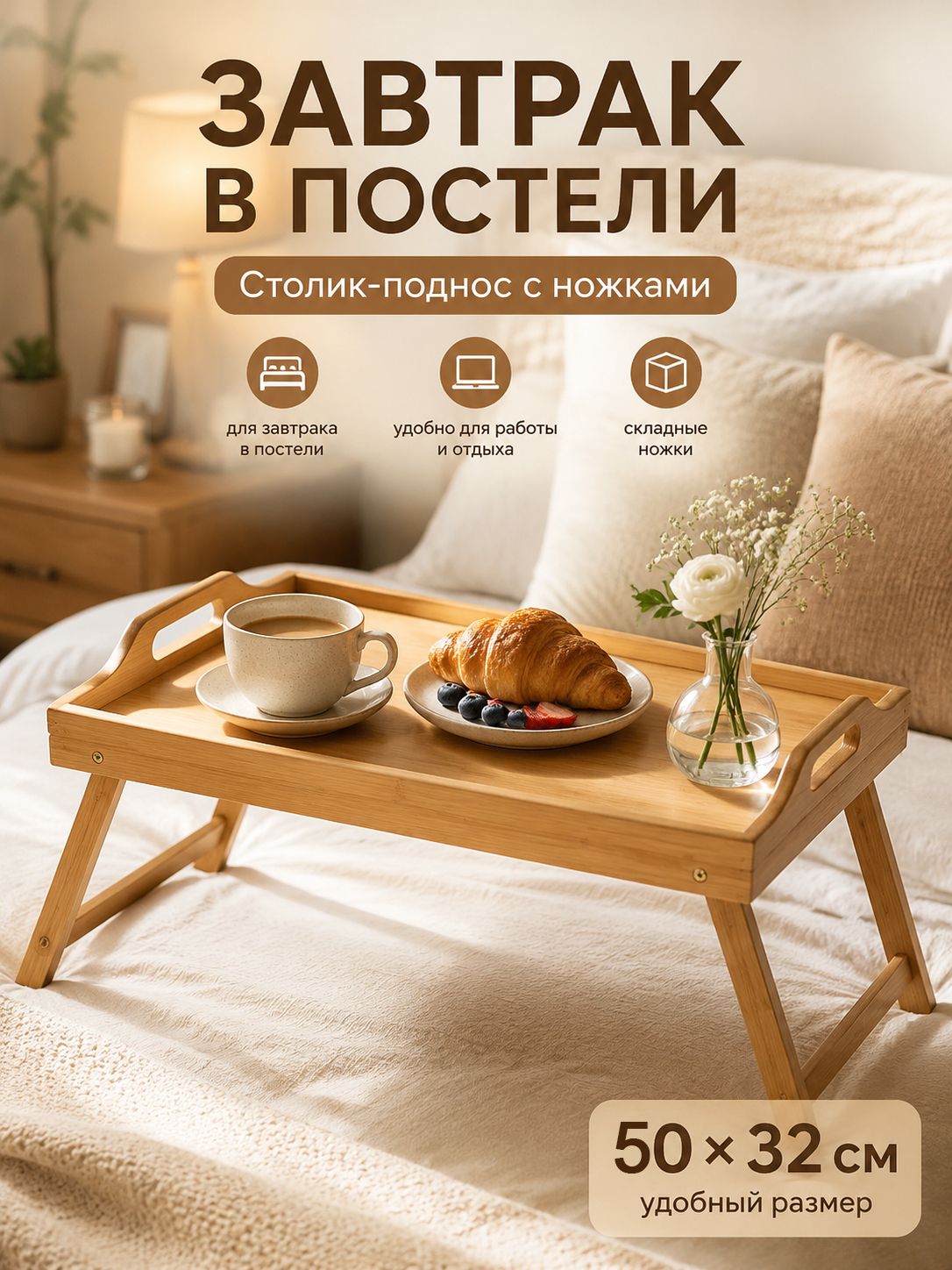 Поднос для закусок, с ножками, 51 см х 32 см, 1 шт, Поднос размером 51 на 32 сантиметра с высотой 20 сантиметров