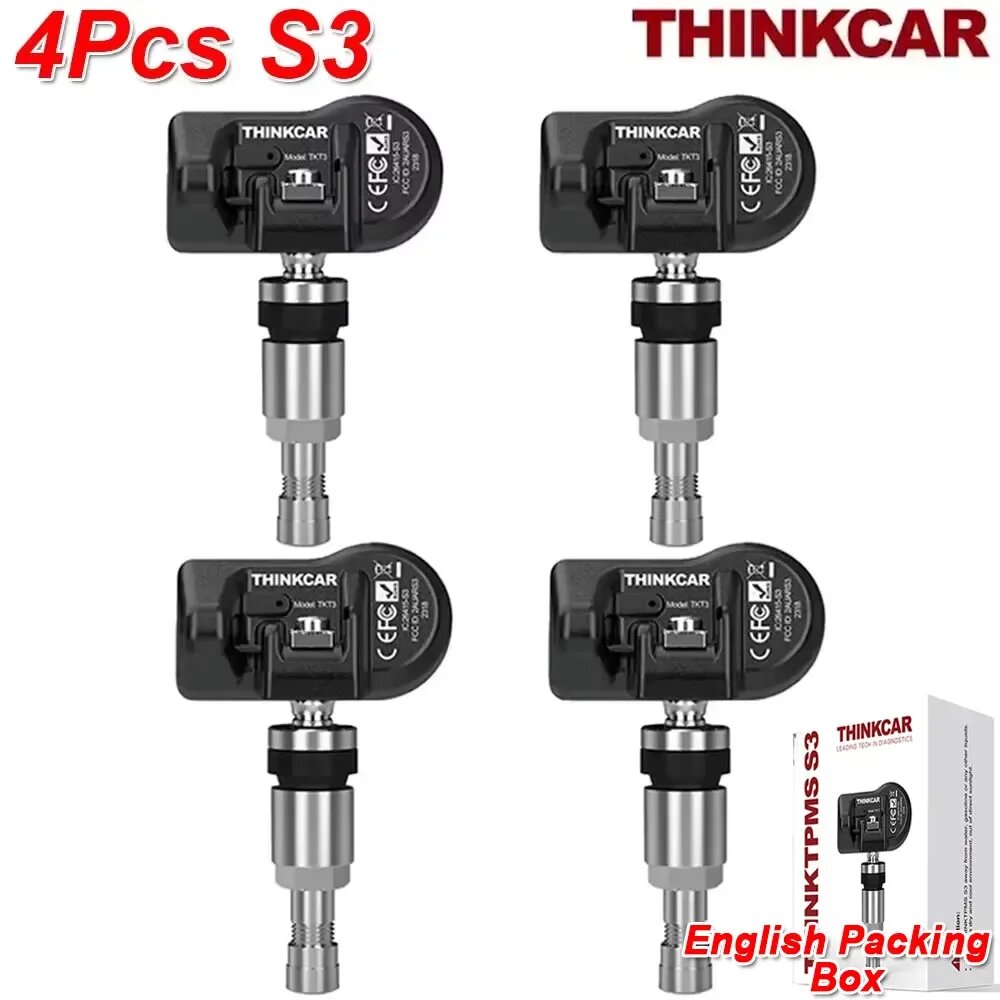 Датчик давления в шинах THINKCAR THINKTPMS S3 315/433 МГц для автомобилей, 4 PCS silver metal