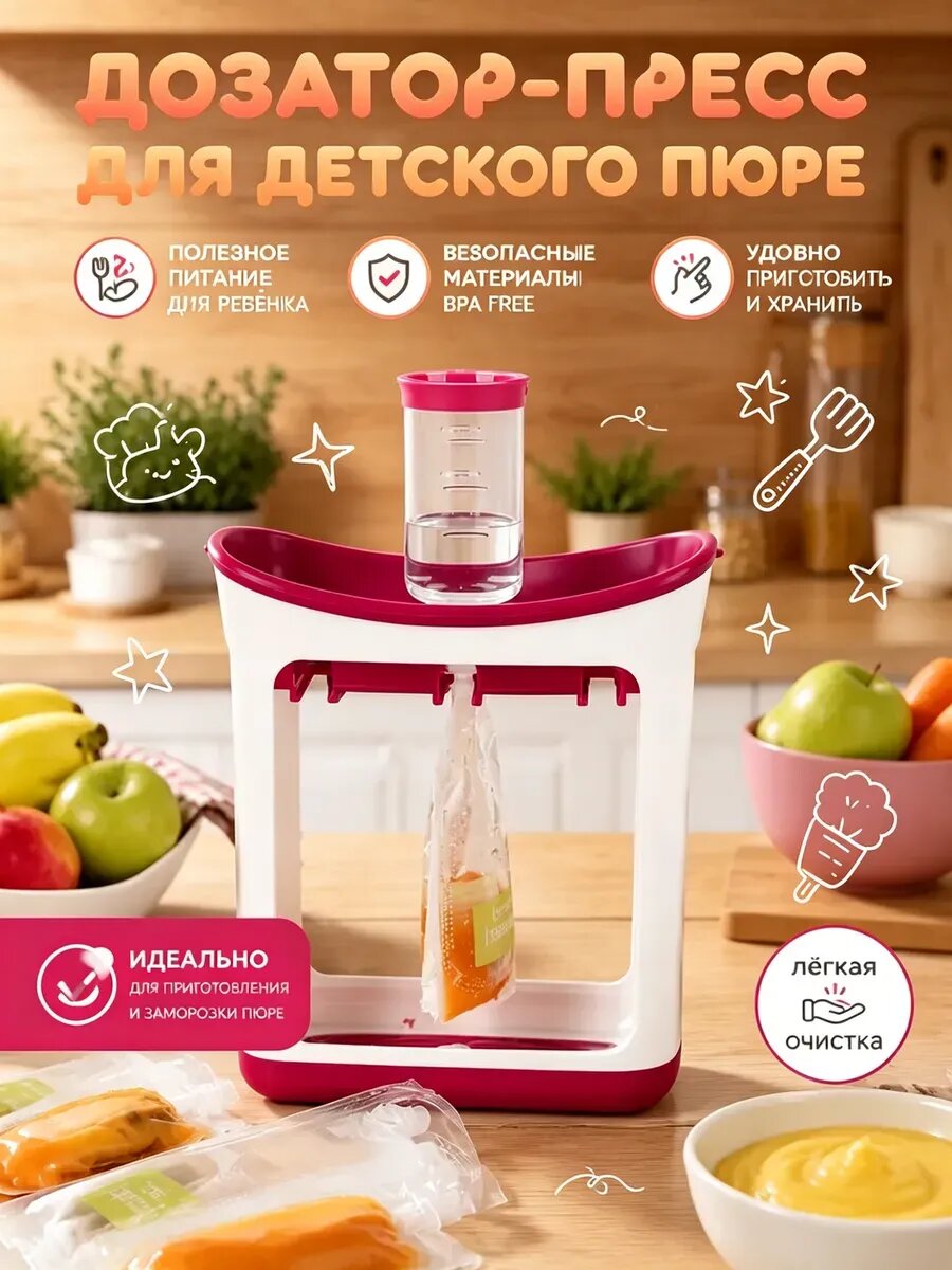 Ручной пресс‑дозатор для детского пюре | Кухонный девайс