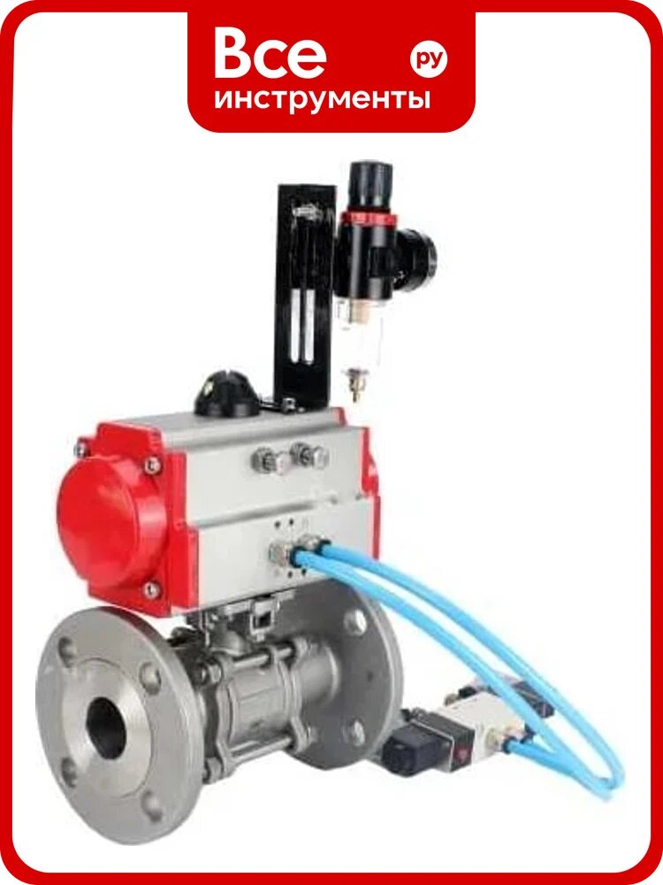 Шаровой кран DN-ru кшфпт.304.180 Ду32 Ру40, фланц, PTFE, пн. привод DA-052, пн. распред PND1-S2EM-52-2-T10-220VAC, БПВ APU1-10-40-V08 D160-81233
