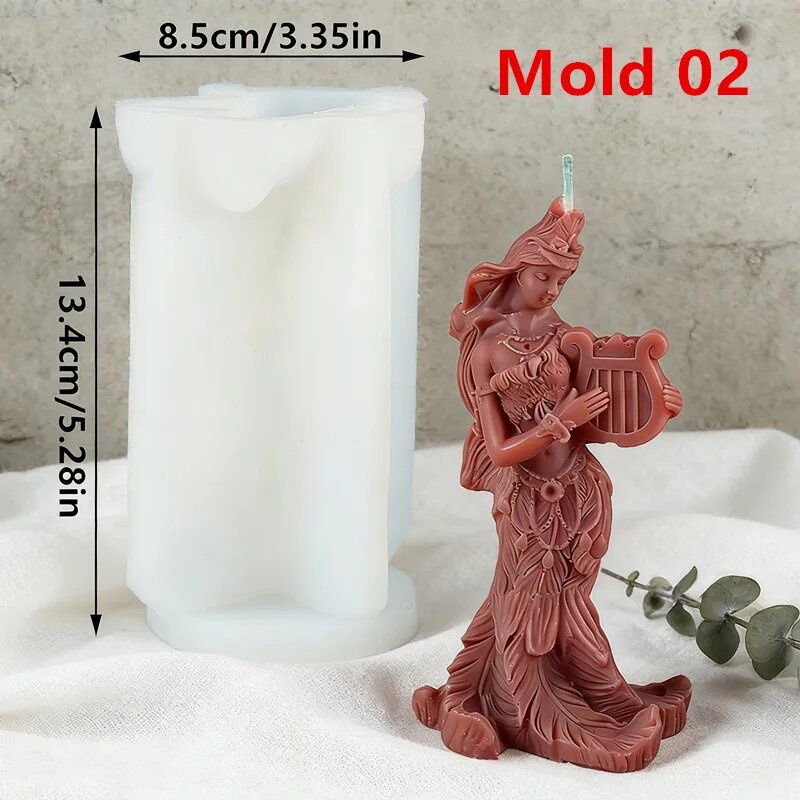 Силиконовая форма для свечей "Женщина с арфой" Mold 02