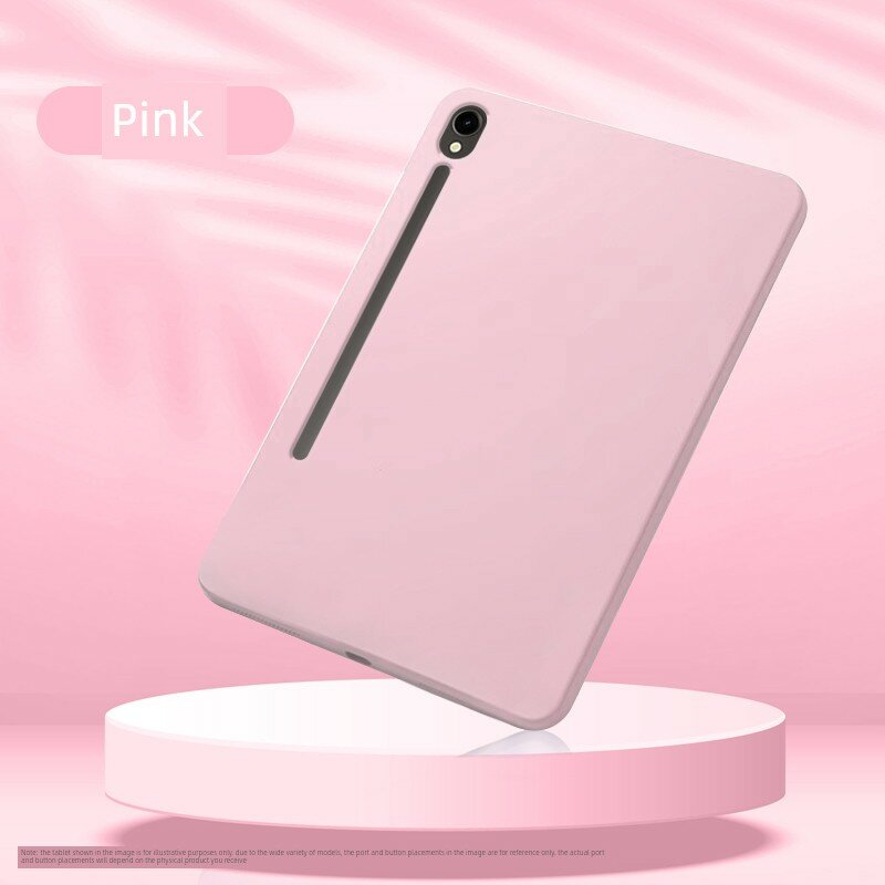 Samsung Galaxy Tab S9 FE+ 12,4-дюймовый мягкий силиконовый чехол матовая текстура сакура-розовый с закаленным стеклом