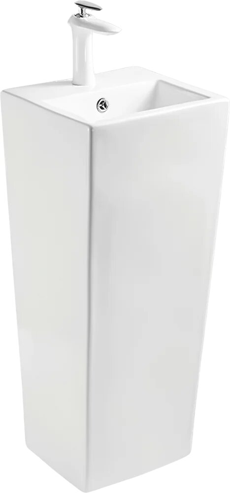 Раковина напольная SantiLine SL-4010 35 фаянсовая, раковина для ванной, белая, прямоугольная, со встроенным сливом-переливом