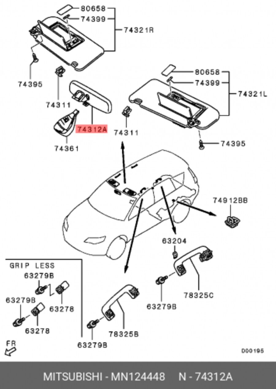 Зеркало внутрисалонное в сборе org (MITSUBISHI MN124448)