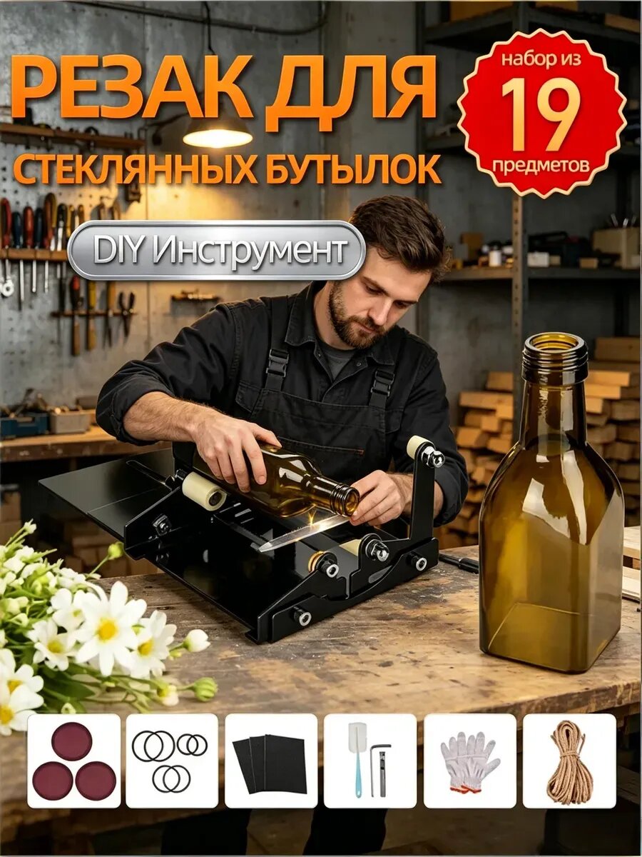 Резак для стеклянных бутылок,3 раунда