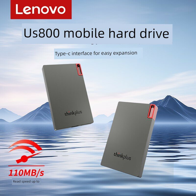Lenovo US800 портативный SSD с интерфейсом Type-C, 256GB черный, компактный носитель для быстрого переноса данных