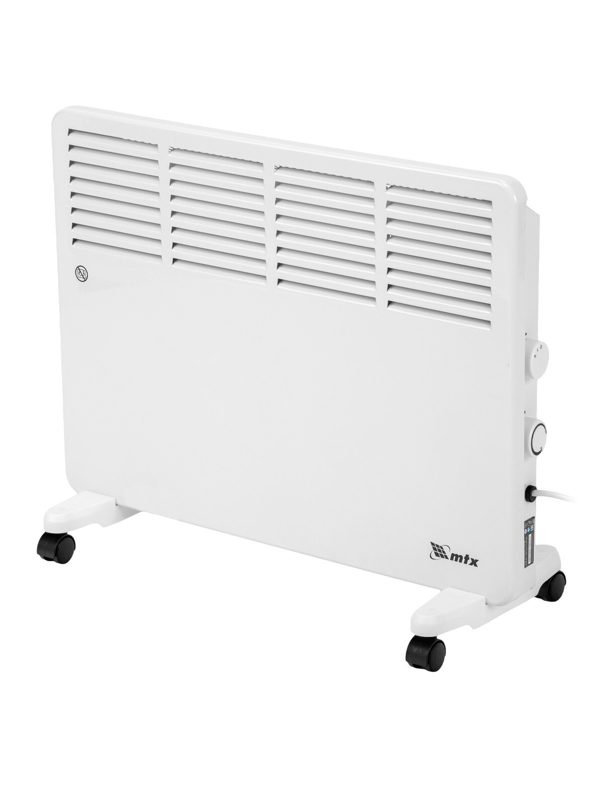 Конвектор электрический MTX STH-1500, 0.75/1.5 кВт, 20 м2 площадь обогрева, X-образный нагреватель, термостат и колеса, конвекторный обогреватель для дома 98108