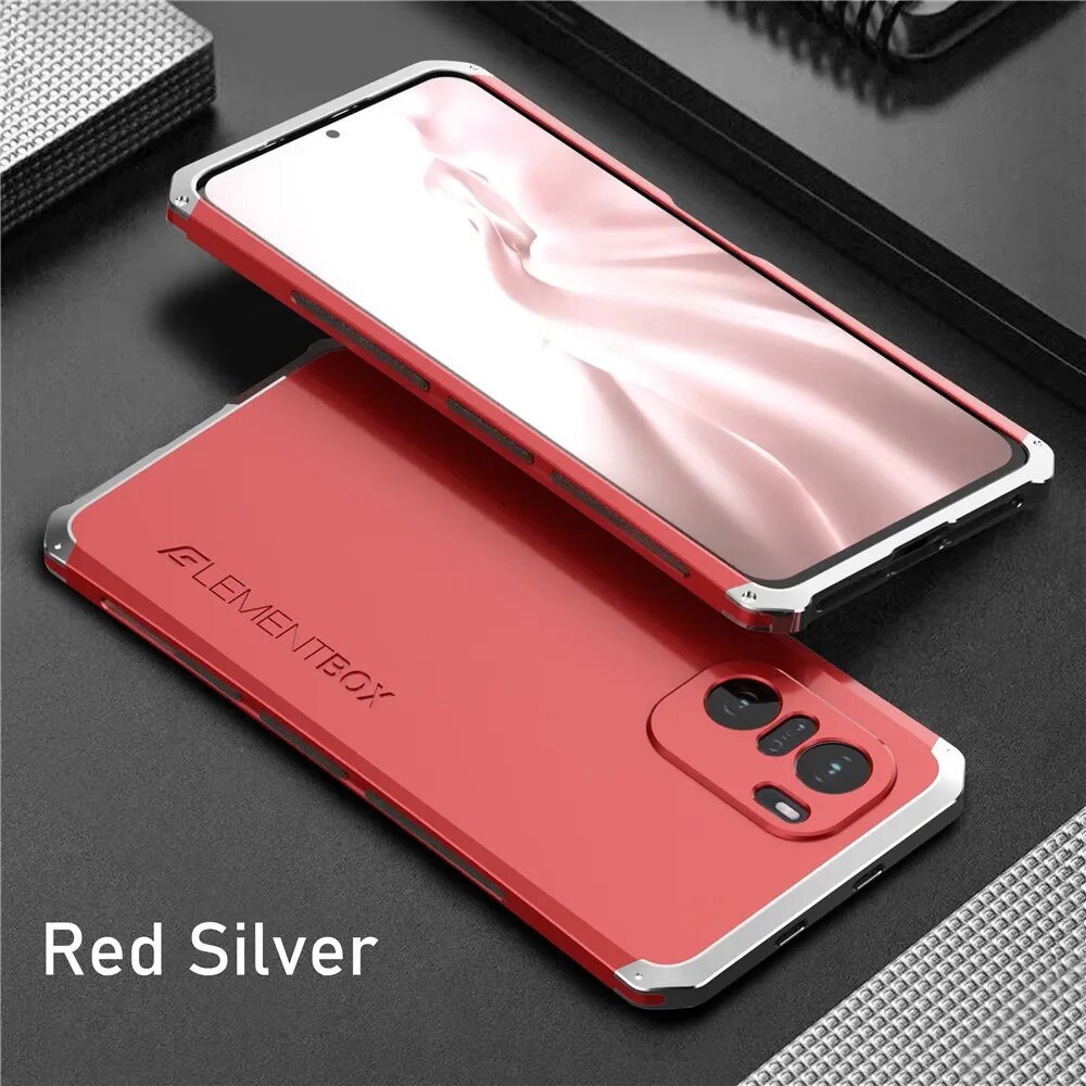 Металлический бронированный чехол Xiaomi POCO F3 Red Silver