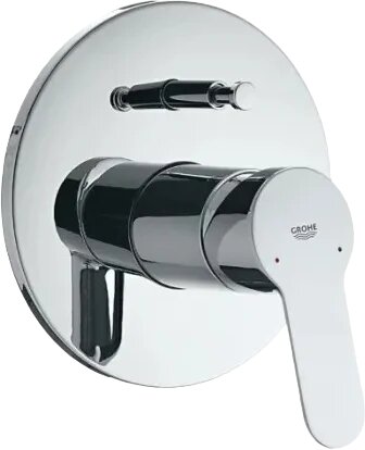 Встраиваемый смеситель для душа и ванны Grohe BauEdge 29079000 С внутренней частью, латунный, рычажный, настенный, хром, глянцевый, с керамическим кар