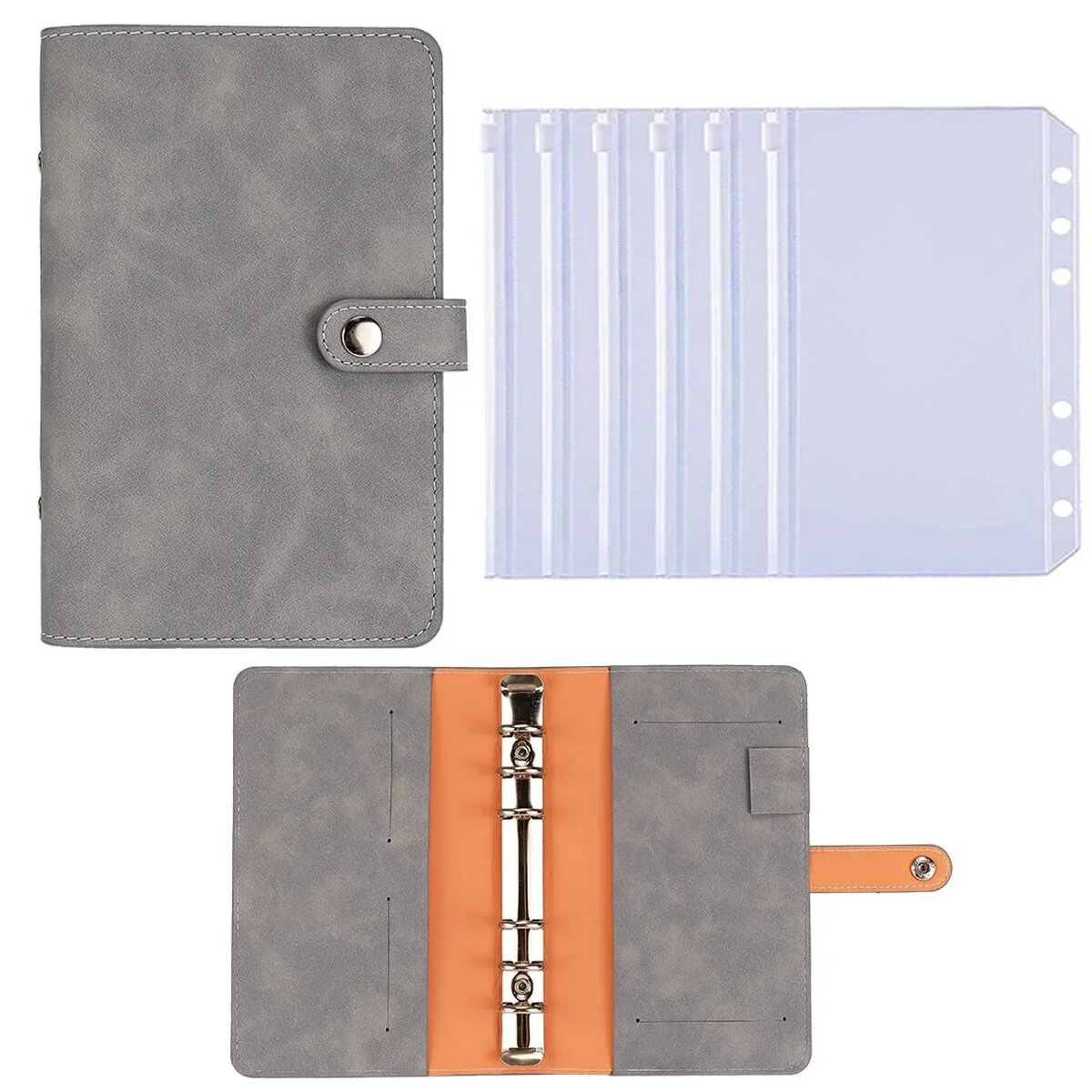 Планировщик бюджета A6 grey 6 zipper bag