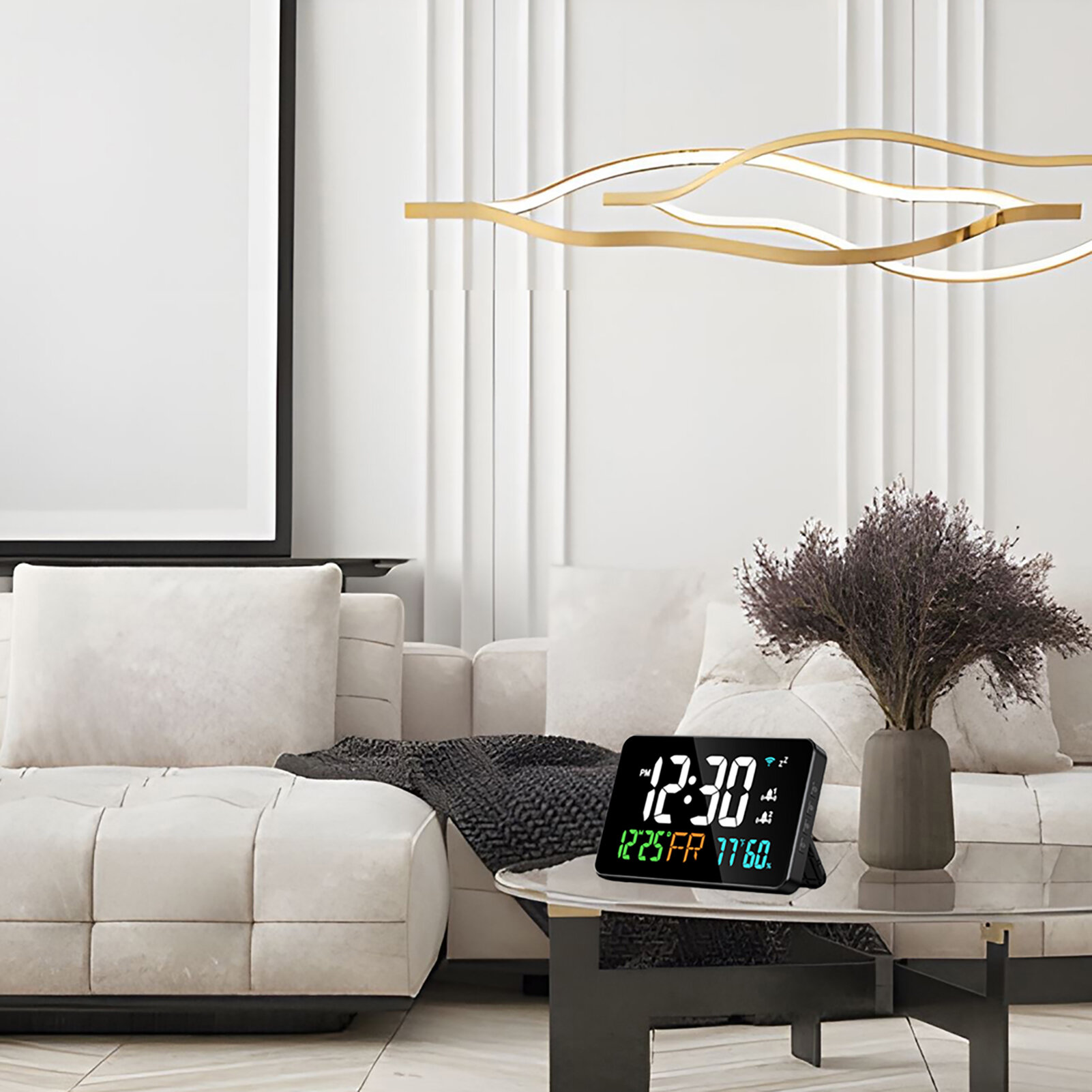 Tuya WiFi Настольные часы Календарь Интеллектуальный термометр-гигрометр с цифровым светодиодным дисплеем Поддержка автоматической калибровки WIFI/4-уровневая регулируемая яркость/удаленный просмотр ч