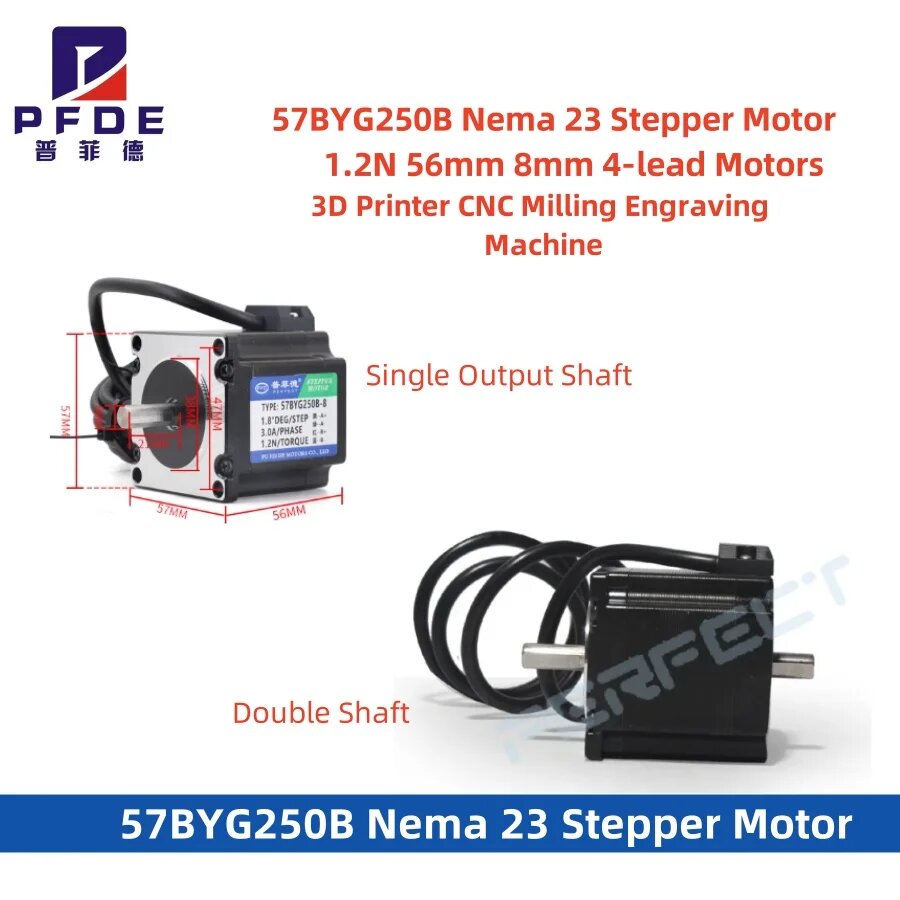 Шаговый двигатель Nema 23 57BYG250B 1.2N Double Shaft