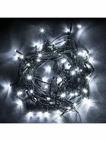CL02 Гирлянда линейная, 20 LED 5000K, 2м +1.5м (с контроллером) зеленый шнур, IP20, FERON 32284