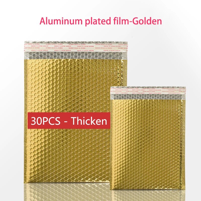 Голографические почтовые конверты с пузырьками 30 шт. 15*20 см, Golden