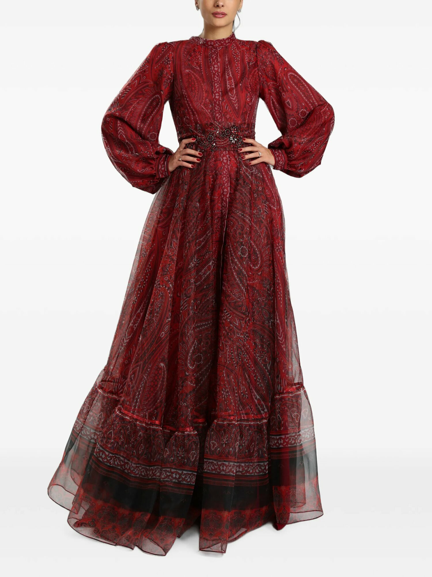 Платье Paisley-print bead-embellished maxi dress