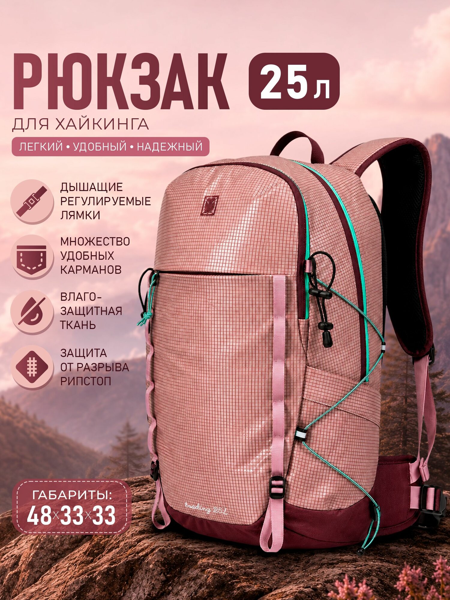 BIG BRO рюкзак Hiking АА-25026 rose 25L