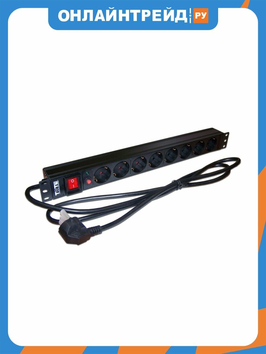 Блок розеток Lanmaster TWT-PDU19-16A8P-3.0 8шт, 1U, 3м