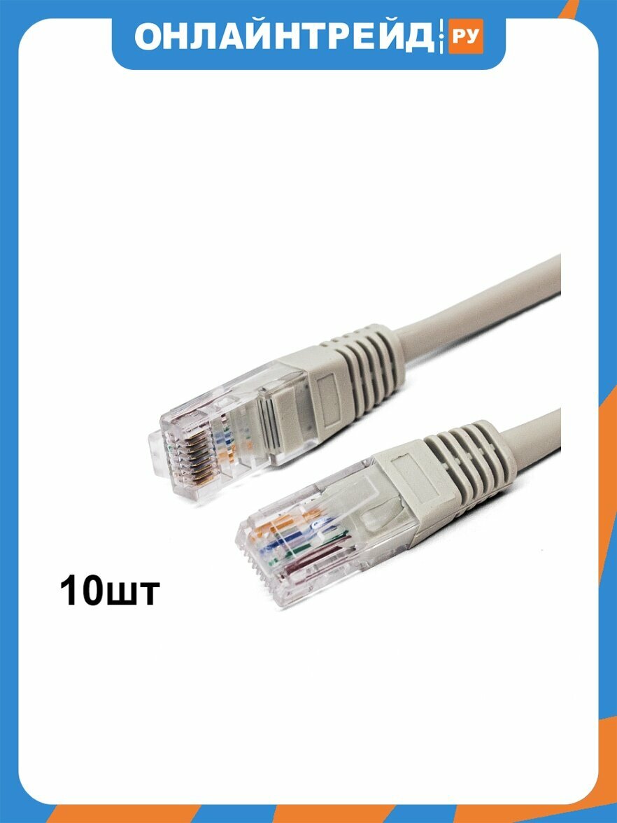 Комплект патч-кордов U/UTP 5e кат. 3м Filum FL-U5-3M 26AWG(7x0.16 мм), омедненный алюминий (CCA), PVC, серый/10 10 шт