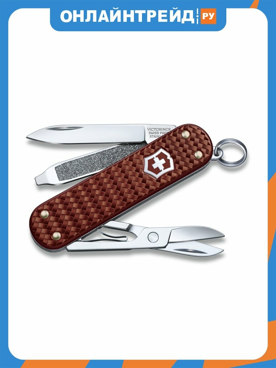 Нож-брелок Victorinox Classic SD Precious Alox Hazel Brown, 58 мм, 5 функций, коричневый