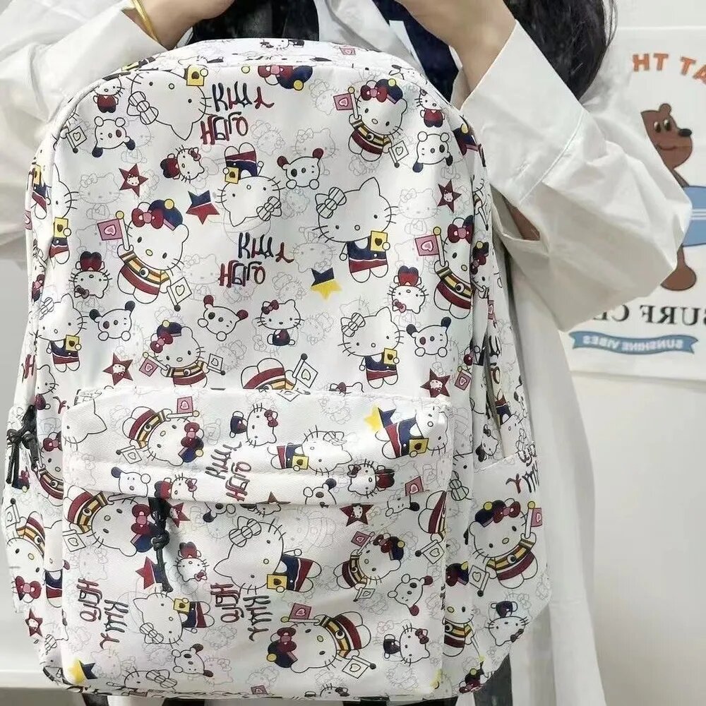 Рюкзак женский "Hello Kitty" белый, политекс, 42x29x13 см, вмещает А4 — фото 1