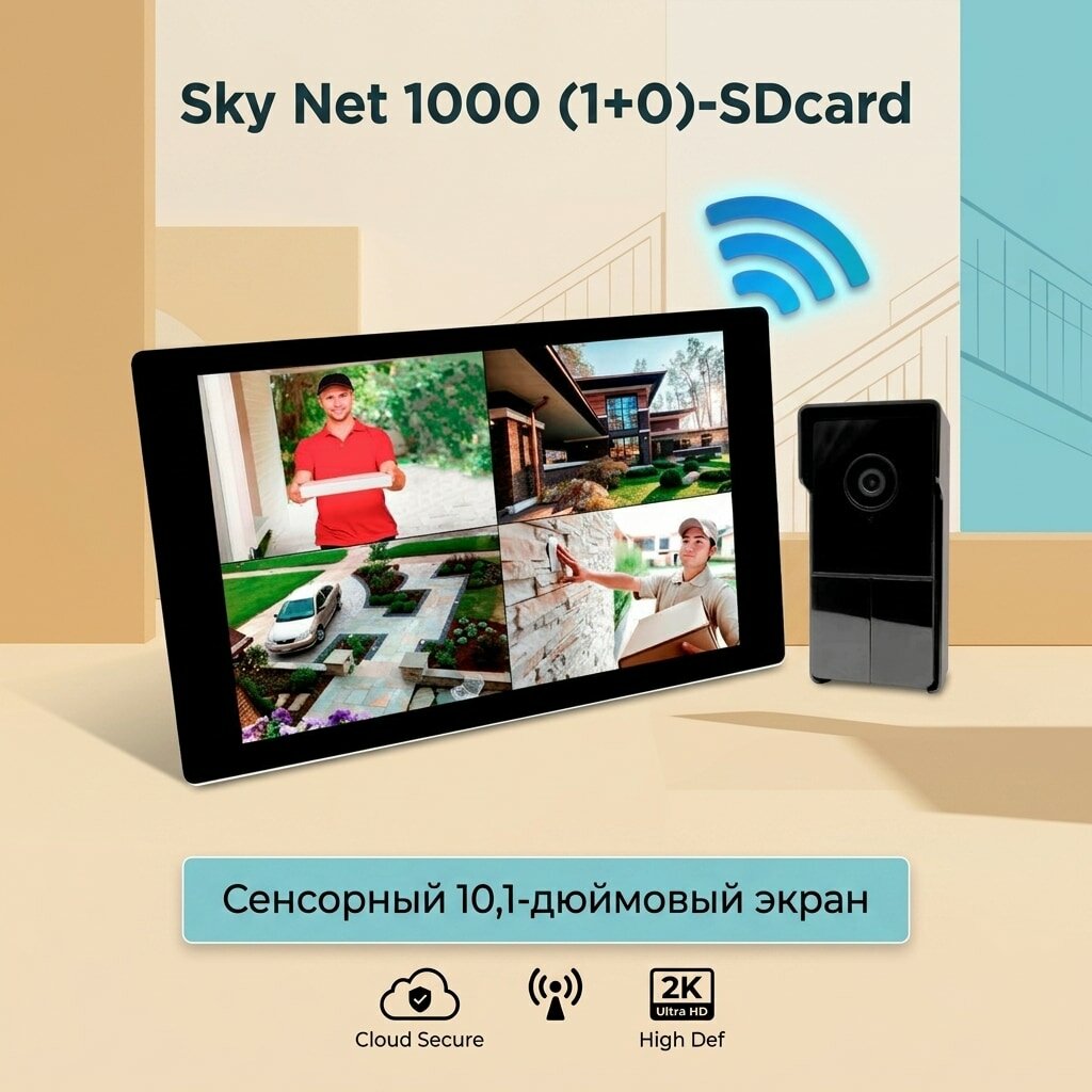 Комплект 3mp TUYA радиодомофон Wi-Fi и выз. панель Sky (1+0)
