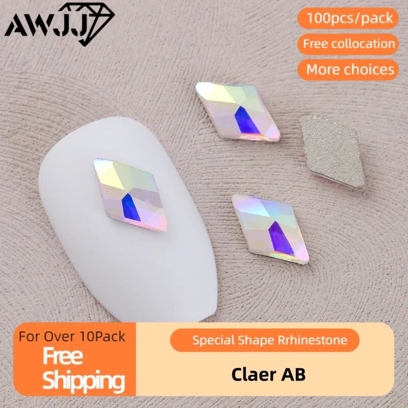 Стразы для ногтей AB цвета 100 шт B-34-6x10mm 100pcs