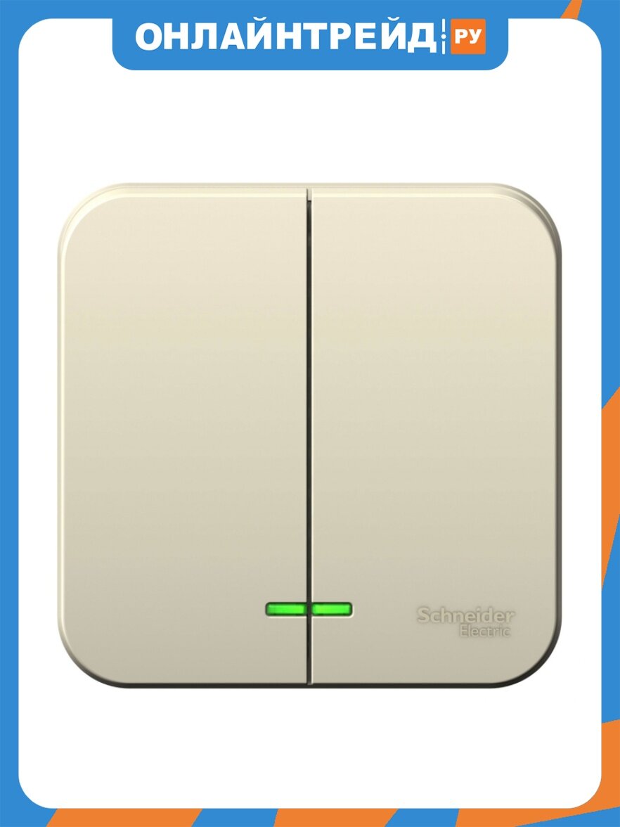 Выключатель Systeme Electric (schneider Electric) SCHNEIDER ELECTRIC BLANCA 2-клавишный (cх.5) с подс. Изол. ПЛ, 10А, 250B, молочный