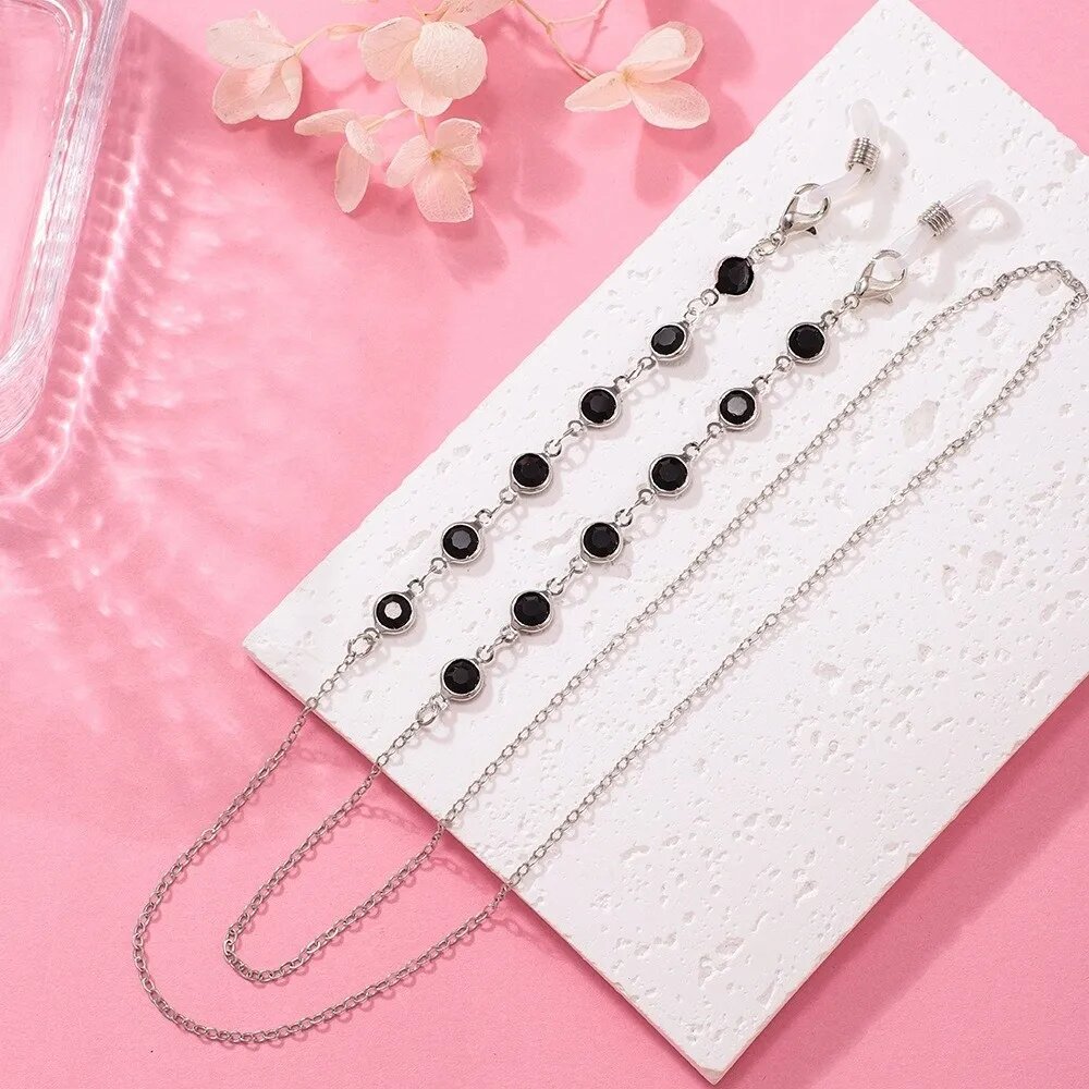 Цепочка для очков металлическая Silver - Black