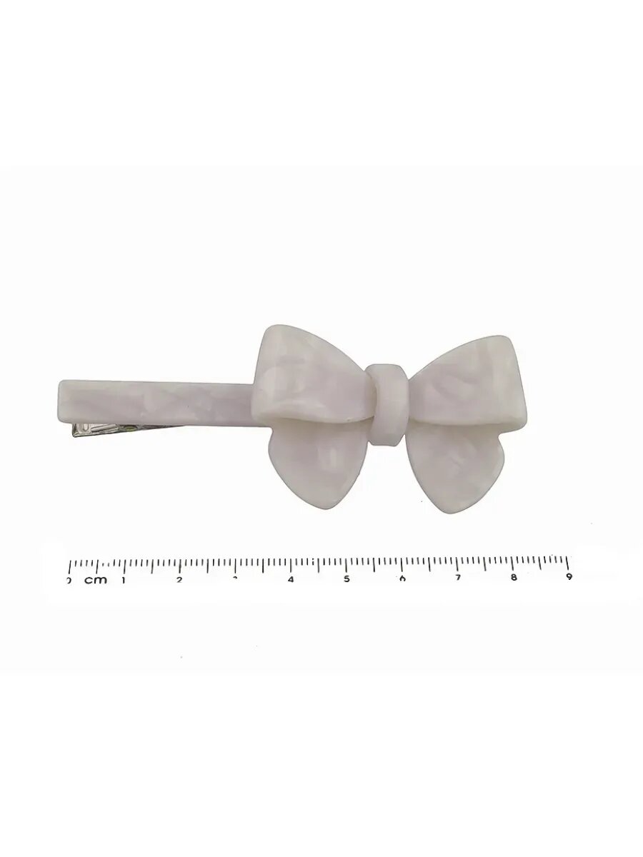 Зажим для волос "Magie Accessoires", пластик, с бантом, белый текстурный/перламутровый — фото 1