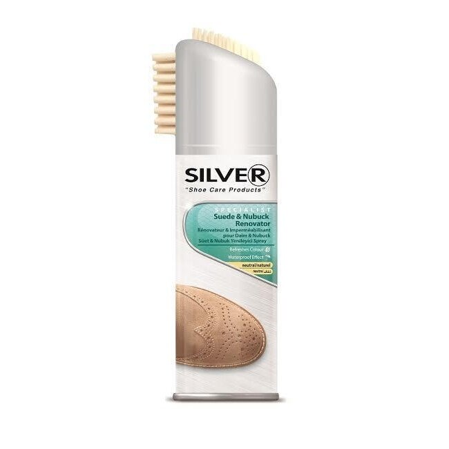 Спрей для обуви Silver "Naturel", 3 в 1, для нубука и замши, с щеткой, 250 мл