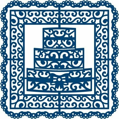 Нож фигурный Tattered Lace "Tattered Lace", Торт на квадратной салфеточке, для вырубки